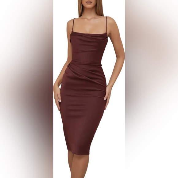 House of CB | Dresses | House Of Cb Anja Satin Corset Midi Dress | Poshmark